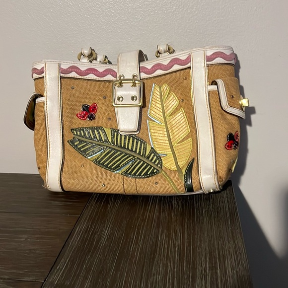 Coach | Bags | Authentic Vintage Coach Ladybug Motif Boxy Straw Tote ...